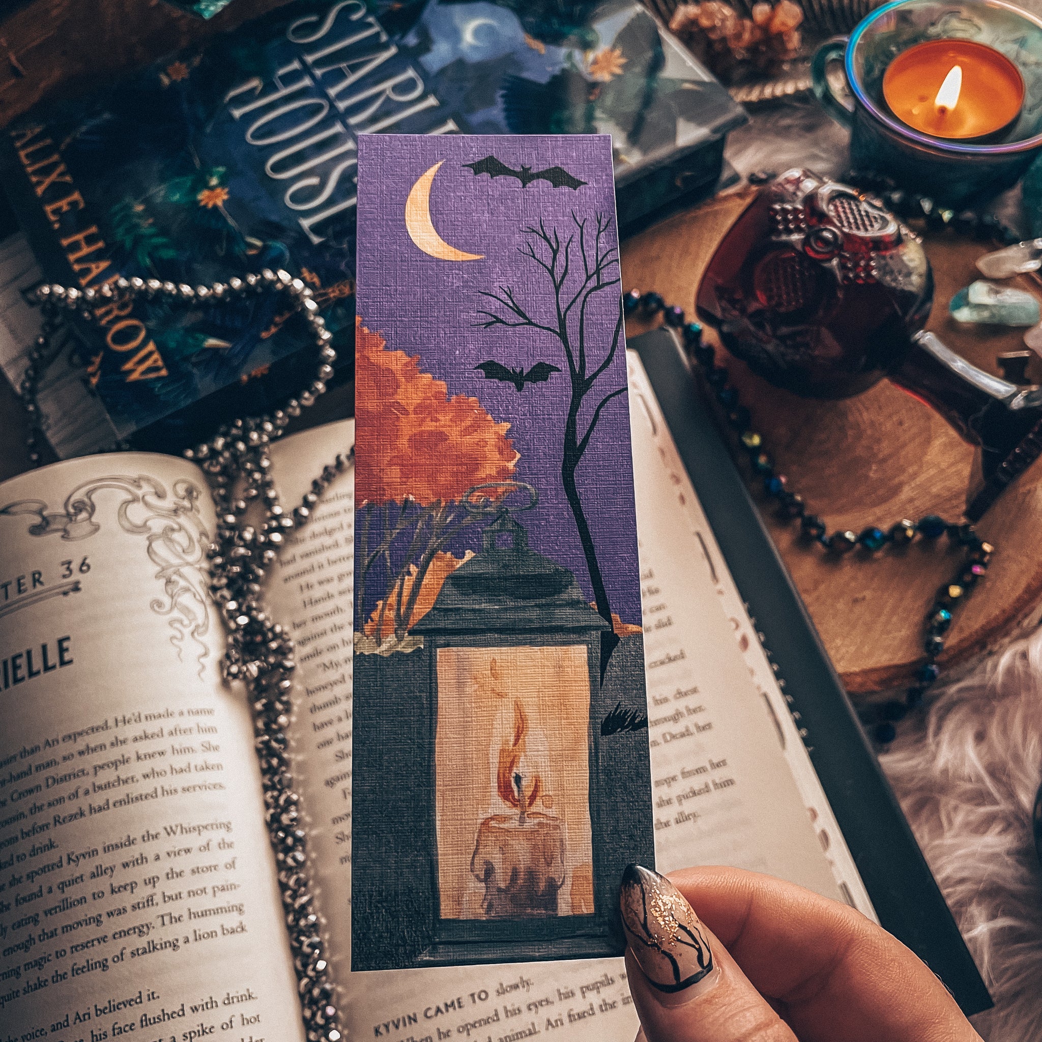 Halloween Lantern and Bats Bookmark – Mirkwood Scribes