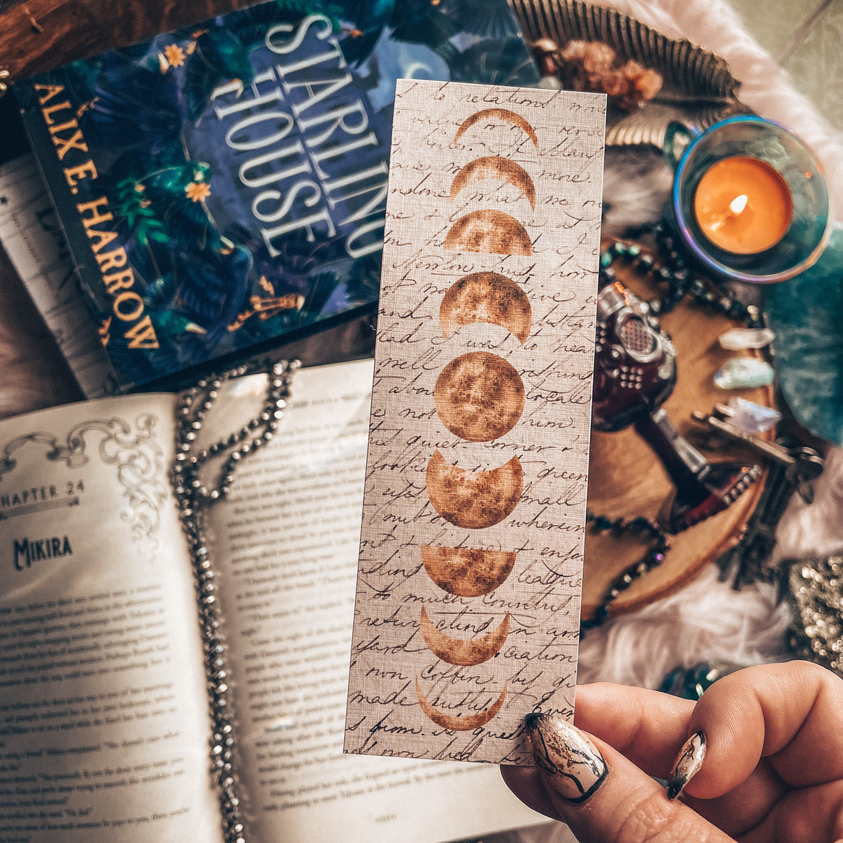 Moon Phases Fall Watercolor Bookmark – Mirkwood Scribes