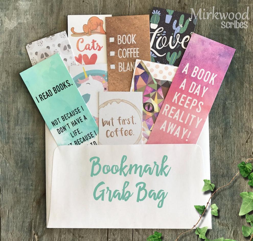Grab Bag Set of Bookmarks, 9 Surprise Handmade Bookmarks – Mirkwood Scribes