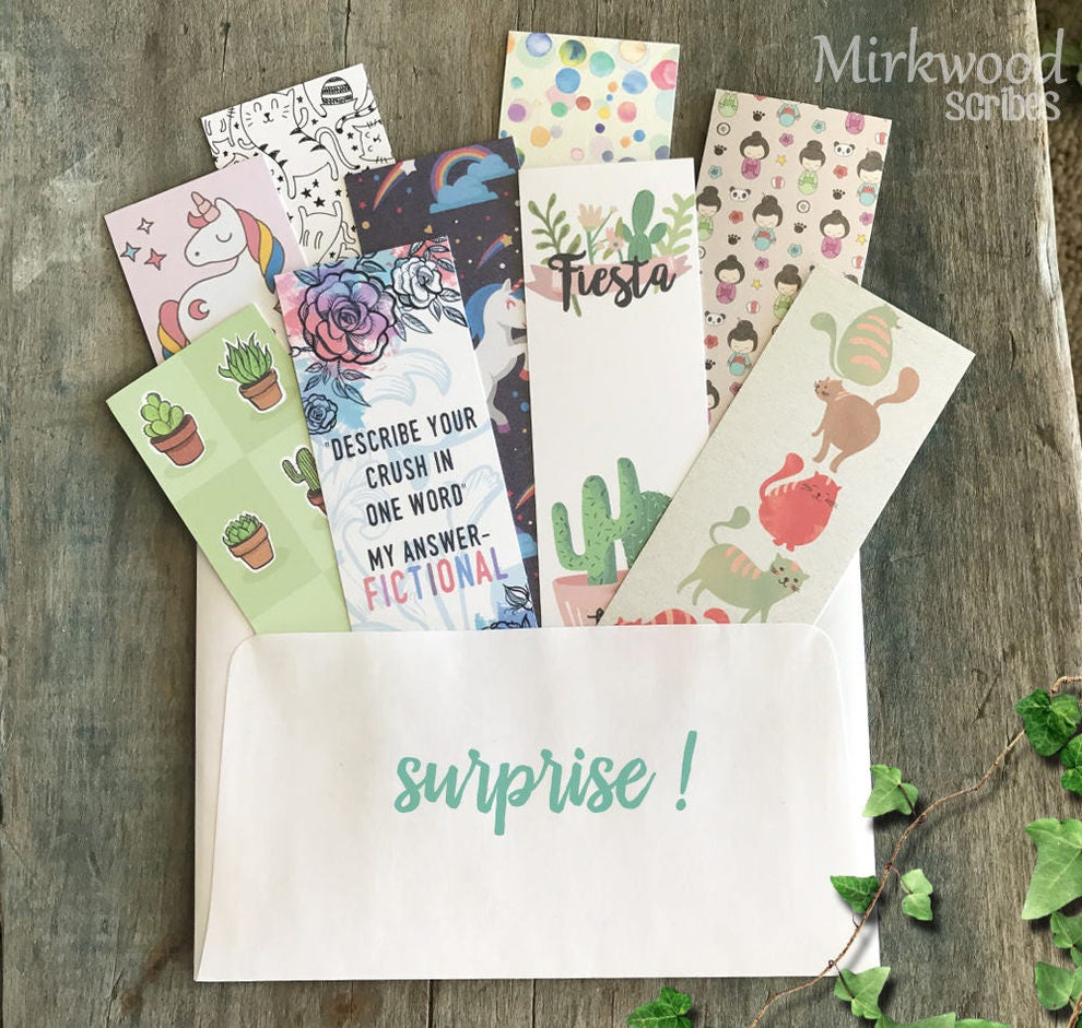 Grab Bag Set of Bookmarks, 9 Surprise Handmade Bookmarks – Mirkwood Scribes