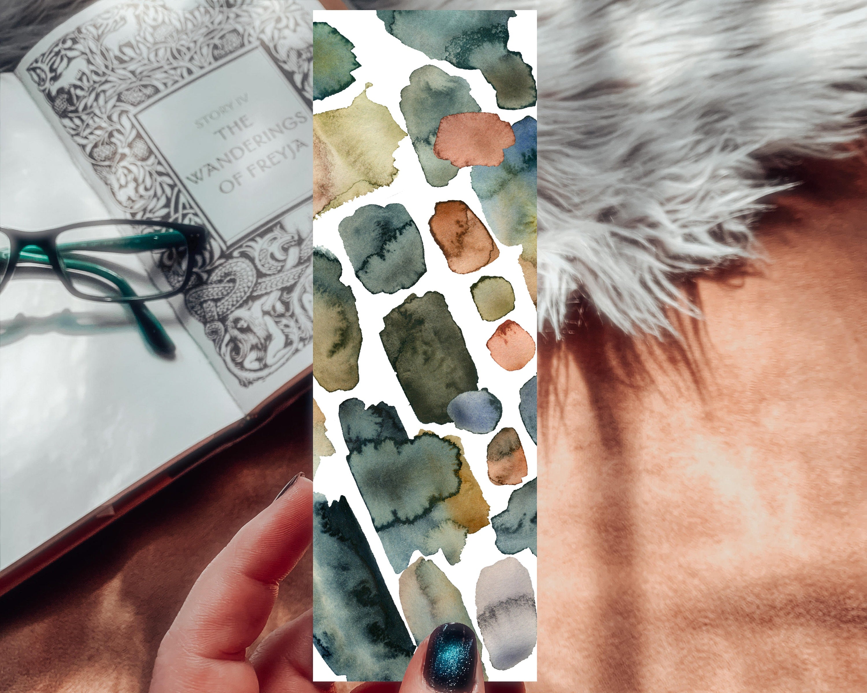 Abstract Gemstone Watercolor Bookmark – Mirkwood Scribes